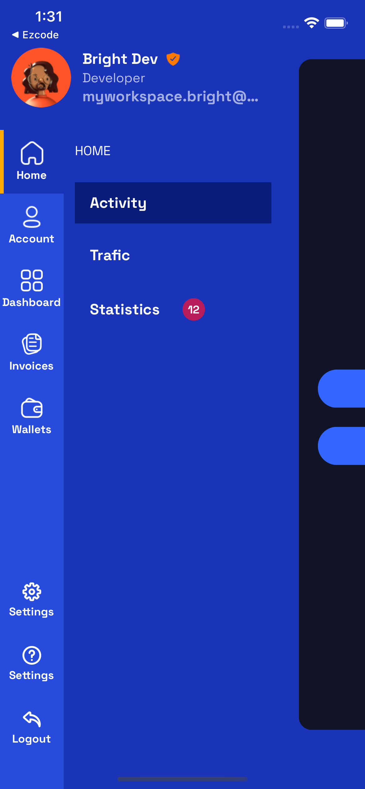 Ezcode-Menu-Slide Bar React Native Template by BrightTeam | CodeCanyon